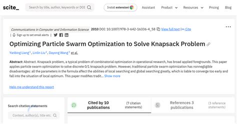 optimizing particle swarm optimization to solve knapsack problem [scite report]