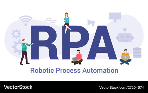 Rpa Robotic Process Automation Concept With Big Vector Image
