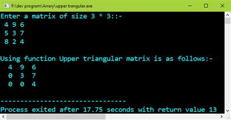 c program to find upper triangular matrix images