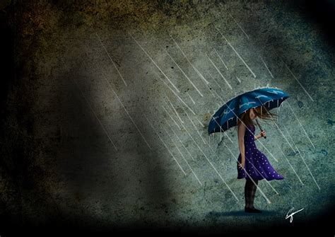 Sad Anime Girl Crying In The Rain Drawing