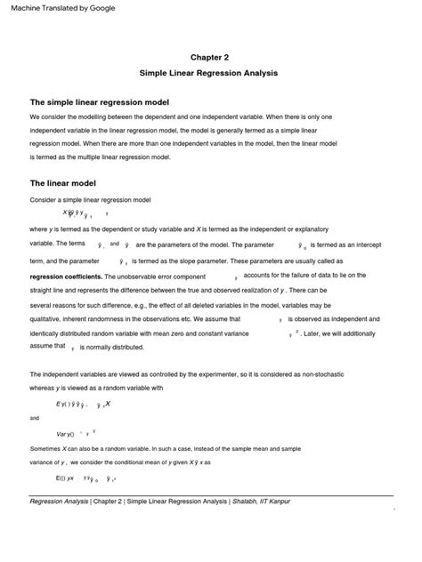 chapter2 regression simplelinearregressionanalysis pdf regression analysis linear regression