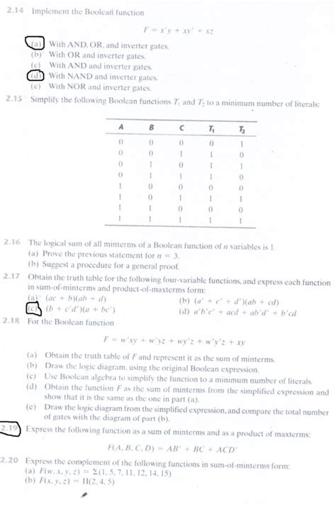 solved 2 14 implement the boolean function f y xy x2
