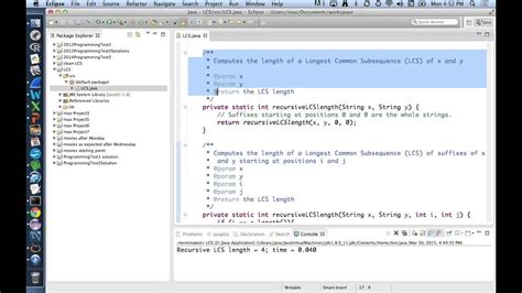 developing a java dynamic programming solution for longest common subsequence youtube
