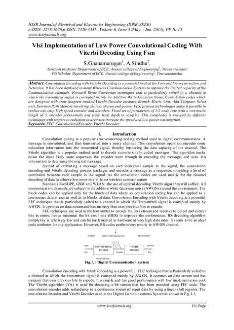 vlsi implementation of low power convolutional coding with viterbi decoding using fsm pdf