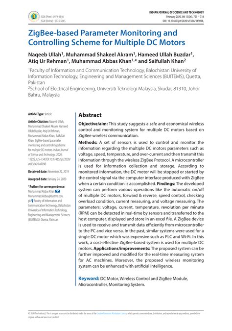 pdf zigbee based parameter monitoring and controlling scheme for multiple dc motors