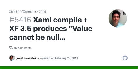 Xaml Compile XF 3 5 Produces Value Cannot Be Null Parameter Name