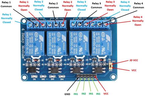5V Four Channel Relay Module Pin Diagram Specifications