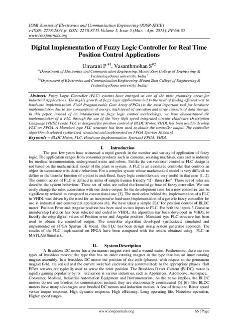 pdf digital implementation of fuzzy logic controller for real time position control