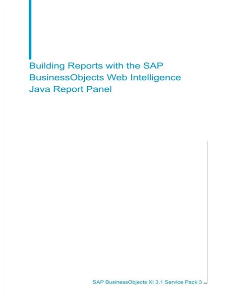 Building Reports With The Sap Businessobjects Sap Help Portal