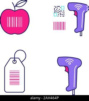 Set Of QR Codes Linear Codes 2D Code Stickers On Isolated Background