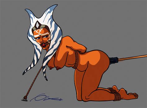 Rule 34 1girls Ahsoka Tano Alien Girl Arms Behind Back Ass Ball Gag Barefoot Bent Over Big Ass