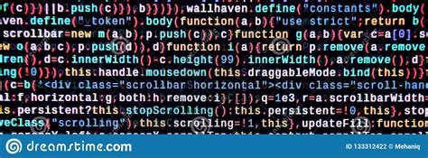 javascript functions variables objects monitor closeup of function source code stock