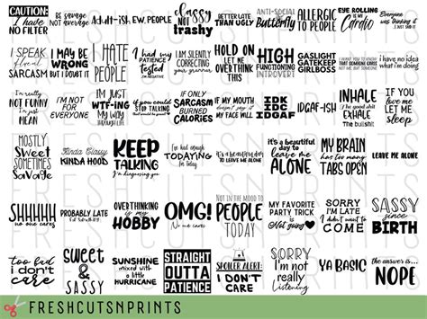 50 Sassy Svg Bundle Sarcastic Svg Sassy Sayings Sarcastic Etsy