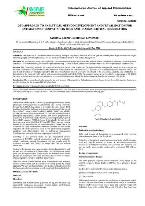 pdf qbd approach to analytical method development and its validation for estimation of