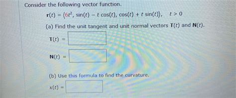 solved consider the following vector function r t 6