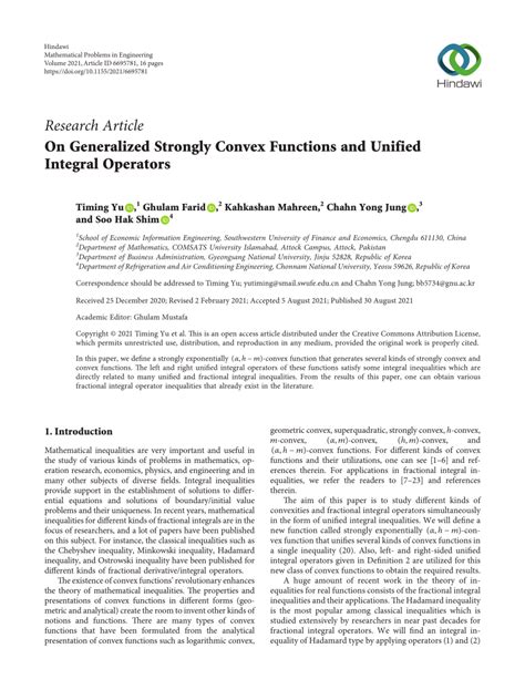 pdf on generalized strongly convex functions and unified integral operators