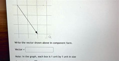 solved write the vector shown above in component form vector note in the graph each box is