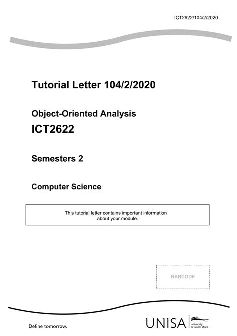 ict 2622 semester 2 assignment 3 questions ict2622 104 2 2020 tutorial letter 104 2 2020