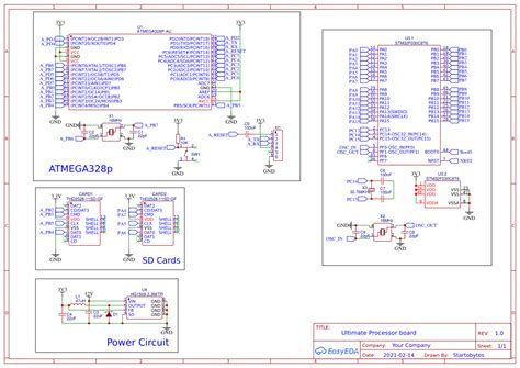 ultimate processor board with esp32 stm32 and atmega328p easyeda open source hardware lab