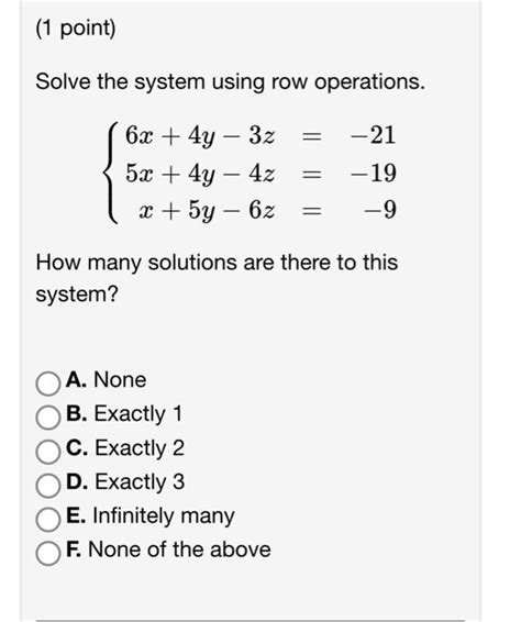 solved solve the system using row operations