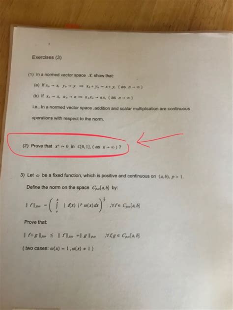 solved exercises 3 1 in a normed vector space x show