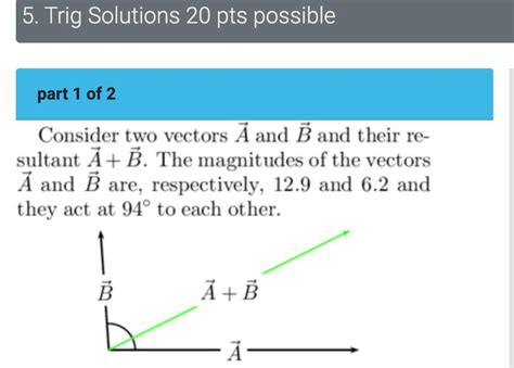 solved consider two vectors a and b and their resultant a b