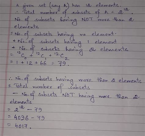 [solved] if a given set has twelve elements how many of its subsets course hero