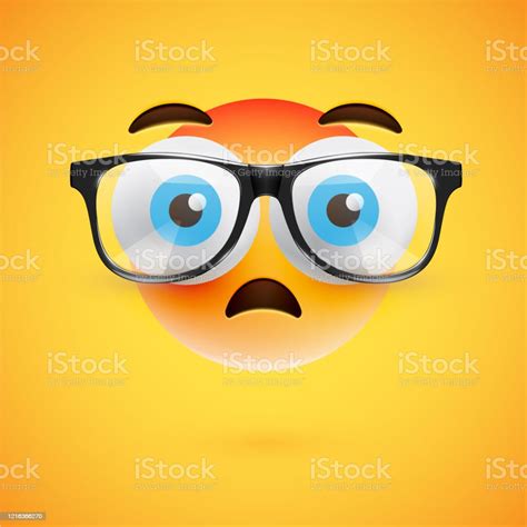 3d Yellow Emoticon With Eyeglasses Vector Illustration Stock Illustration Download Image Now