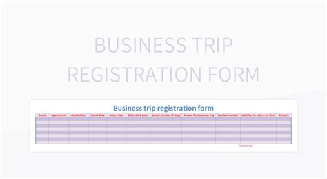 Free Business Trip Registration Form Templates For Google Sheets And