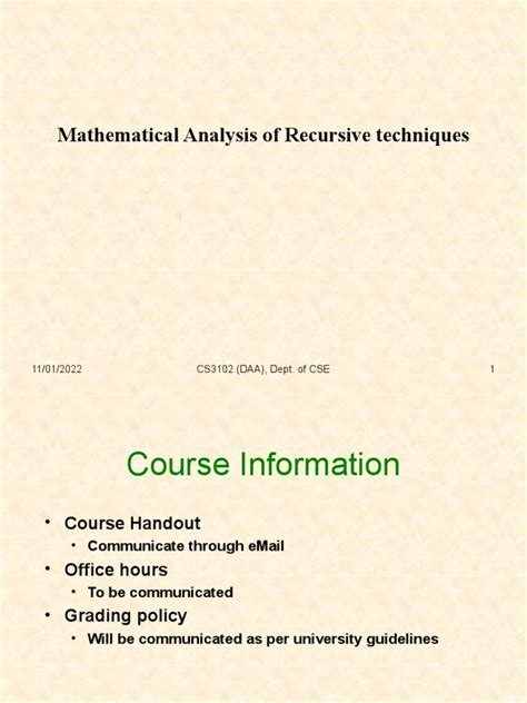 recursive techniques analysis pdf recurrence relation recursion
