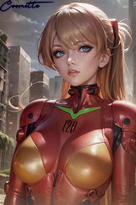 Rule 34 1girls Ai Generated Asuka Langley Sohryu Blue Eyes Bodysuit Coomette Female Female