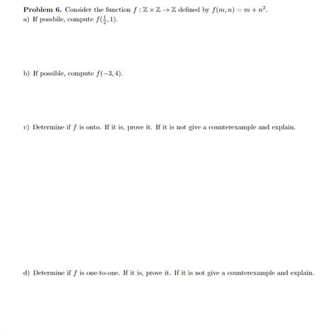 solved problem 6 consider the function f z×z→z defined by
