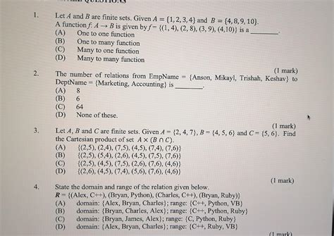 solved 1 let a and b are finite sets given a {1 2 3