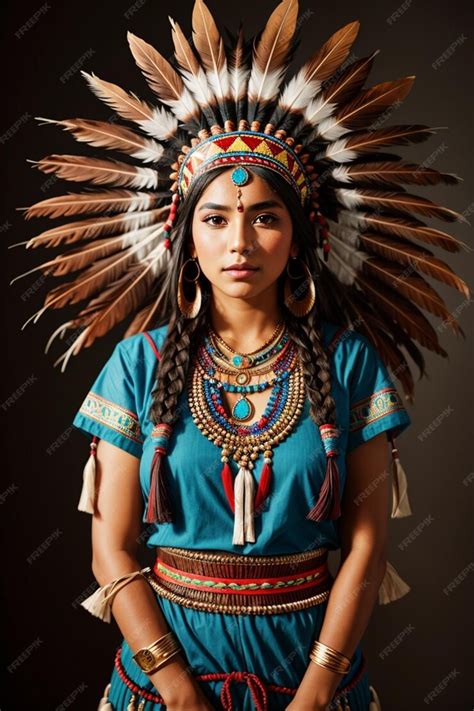 Premium Ai Image Beautiful Sexy Native American Woman In Traditional Tribal Costume