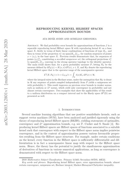 pdf reproducing kernel hilbert spaces approximation bounds