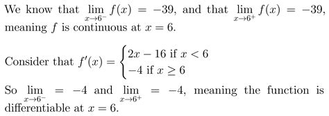 determine whether the function is differentiable continuous both or neither at the value