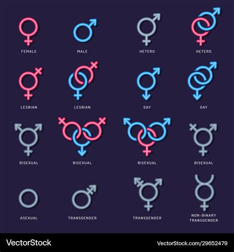 Gender Icon Male Female Couple Lgbt Men Woman Vector Image