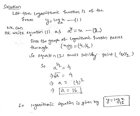 [solved] find the logarithmic function of the form y loga x whose graph is course hero