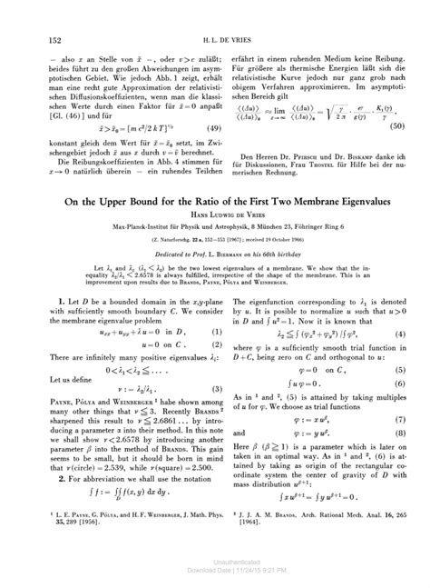 pdf on the upper bound for the ratio of the first two membrane eigenvalues