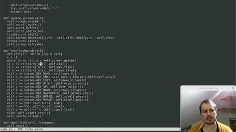 i made a terminal based text editor in 208 lines with python and curses youtube