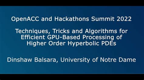 techniques tricks and algorithms for efficient gpu based processing of higher order hyperbolic