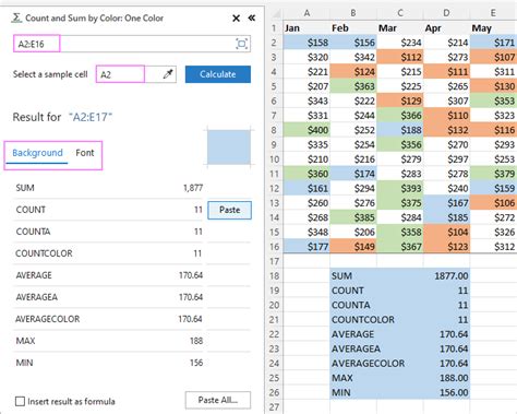 counting cell colors in excel