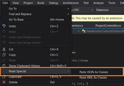 Convert JSON To A C Class In Visual Studio