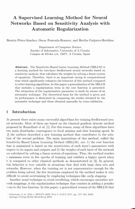 pdf a supervised learning method for neural networks based on sensitivity analysis with