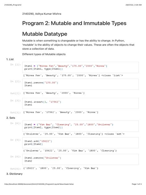 program 2 mutable and immutable types mutable datatype item1 print item1 type item1 pdf
