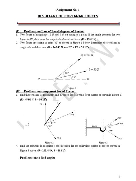 assignment no 1 resultant of coplanar forces pdf norm mathematics force