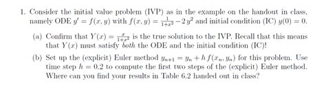 [solved] 1 consider the initial value problem ivp as in the example course hero