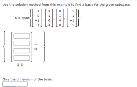use the solution method from this example to find a basis for the given subspace 1 zuoti pro