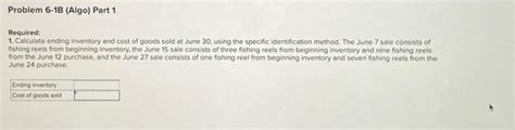 solved problem 6 1b algo calculate ending inventory and
