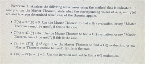 solved exercise 1 analyze the following recurrences using